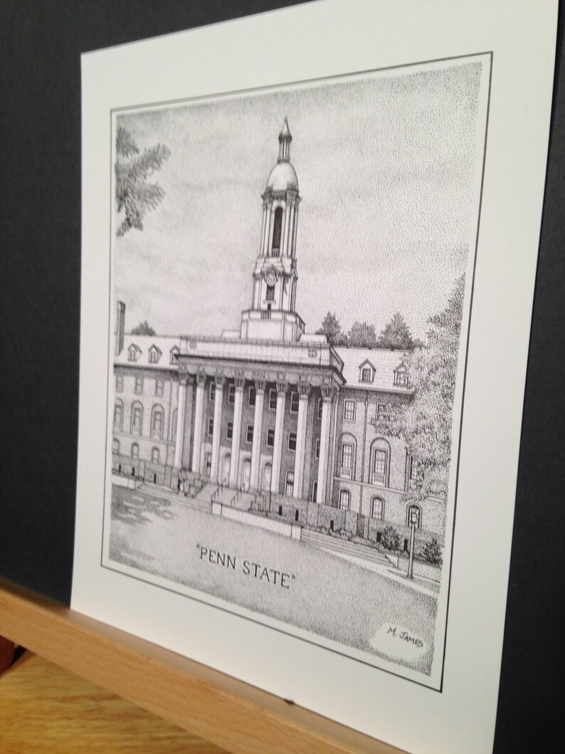 Penn State 8x10 Pen and Ink Print of Old Main - Etsy