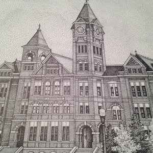 Auburn 11x14 Pen and Ink Print of Samford Hall - Etsy