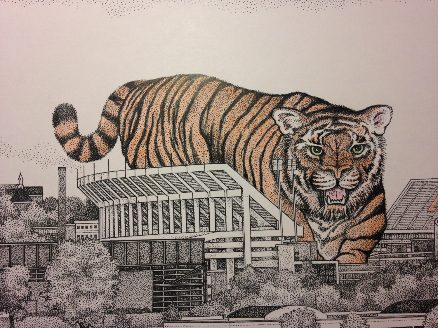 Clemson Stadium 11x17 Print From Hand-drawn Pen and Ink - Etsy