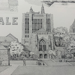 Yale University Hand-drawn 11"x17" Pen and Ink Collage Print - Etsy