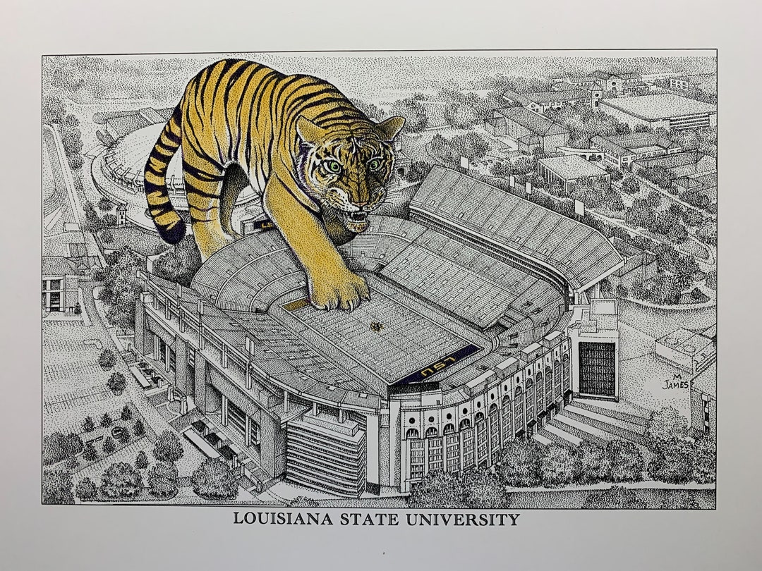 Louisiana State University (LSU) - Tiger Stadium - 11"x17" Signed ...