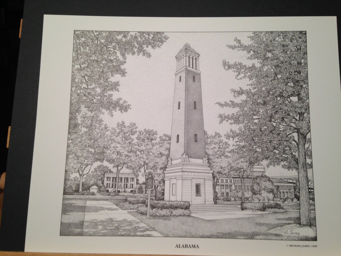 Alabama 11x14 Pen and Ink Print - Etsy