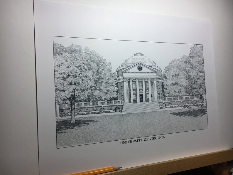 University of Virginia Rotunda Pen and Ink Drawing - Etsy