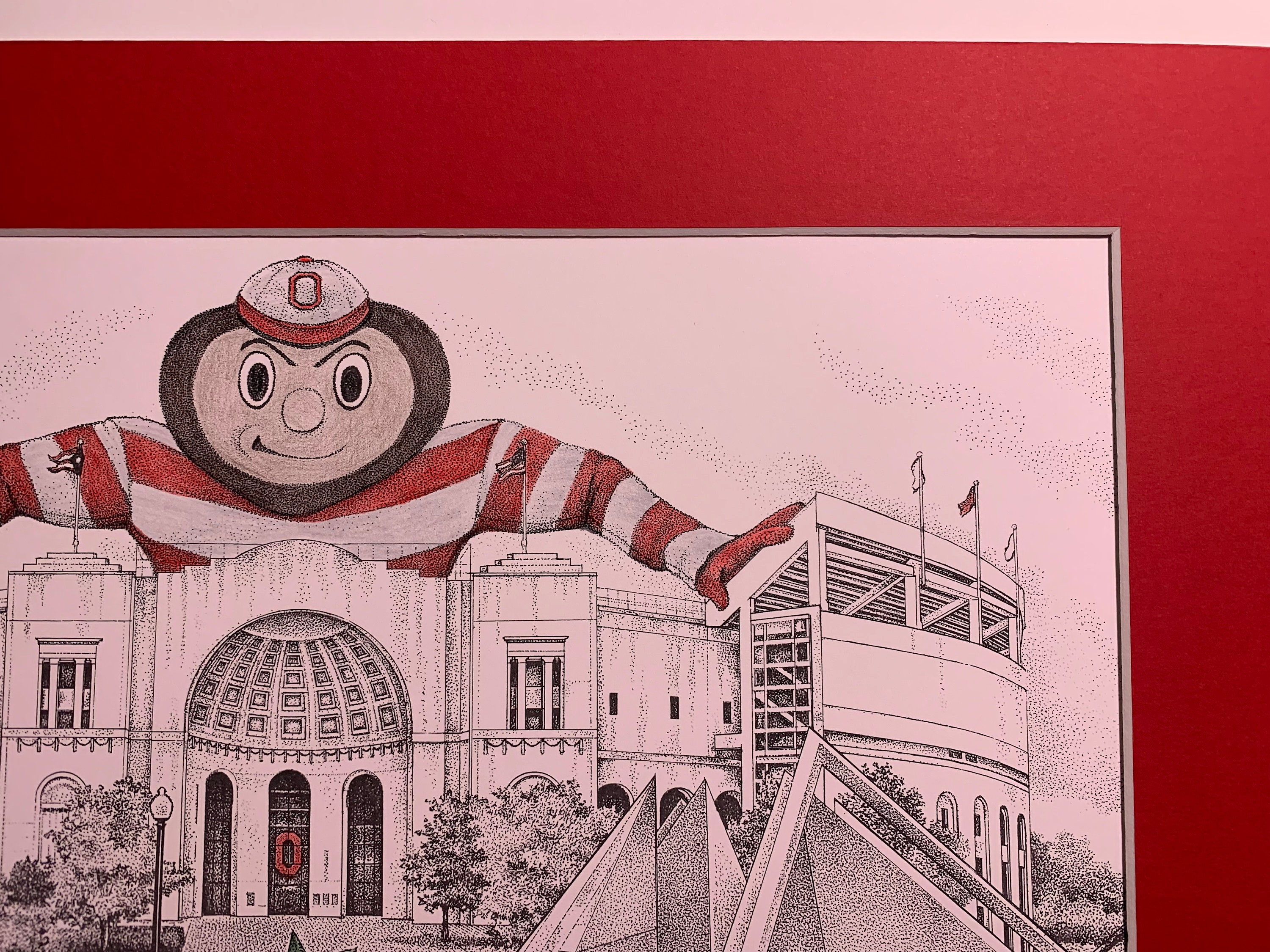 Ohio State - 11x17 Pen and Ink Print of Football Stadium From Hand ...