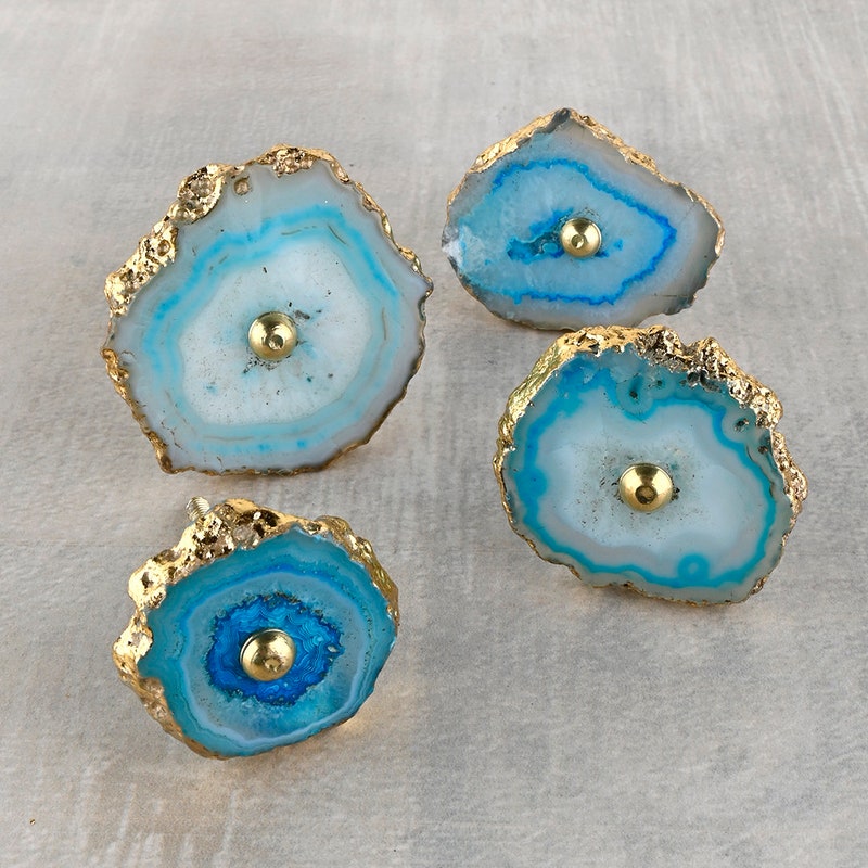 Blue Stone Knobs - Etsy