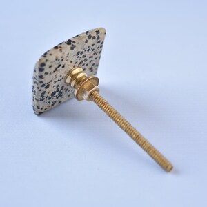 Square Dalmatian Jasper Natural Gemstone Cabinet Furniture Knobs, Kitchen Cabinet Knobs, Luxury ...