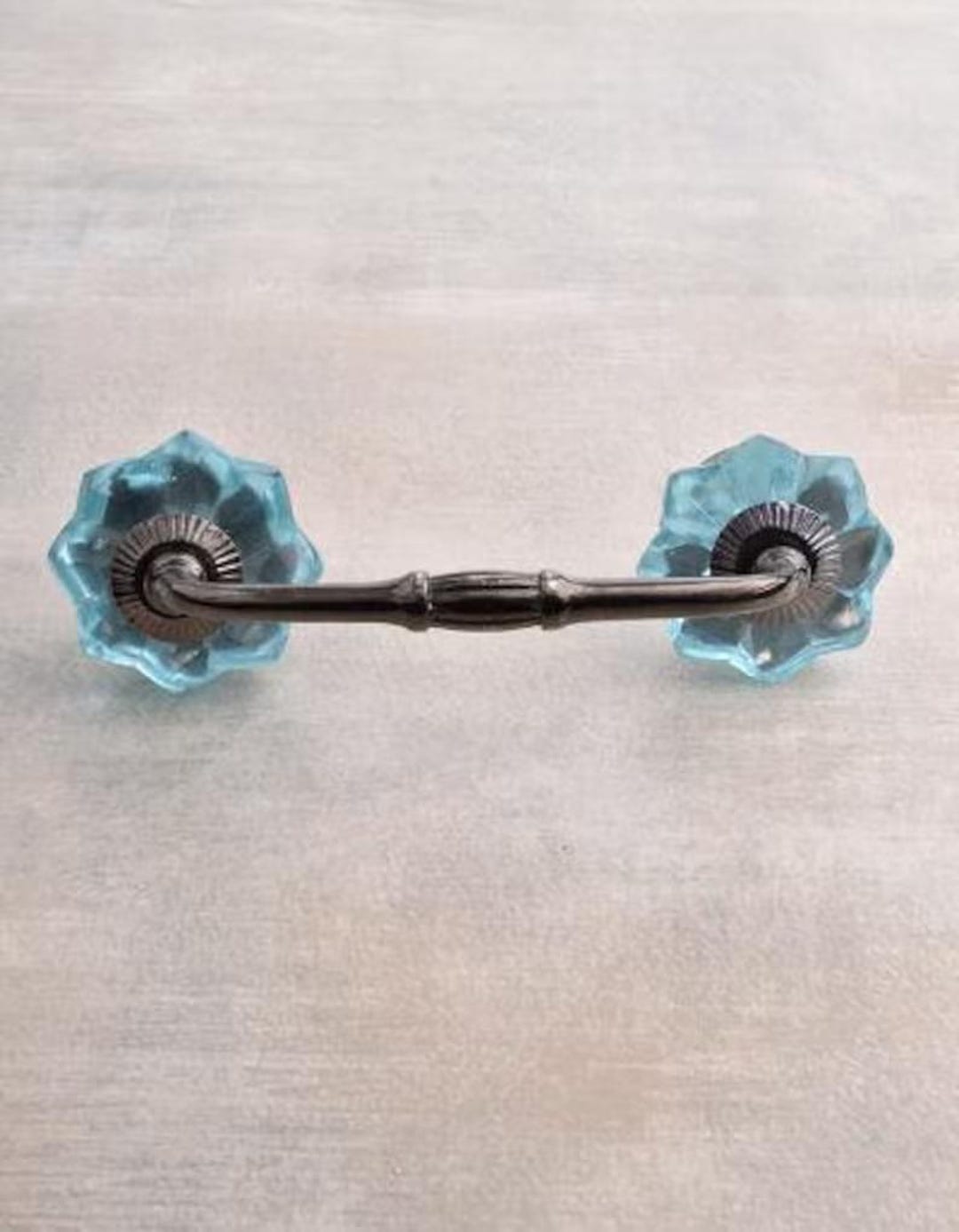 Handmade Floral Turquoise Glass Cabinet Pull, Drawer Handle - Etsy