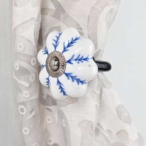 Handmade Decorative Blue Color Ceramic Curtain Tie Back Hook Antique ...