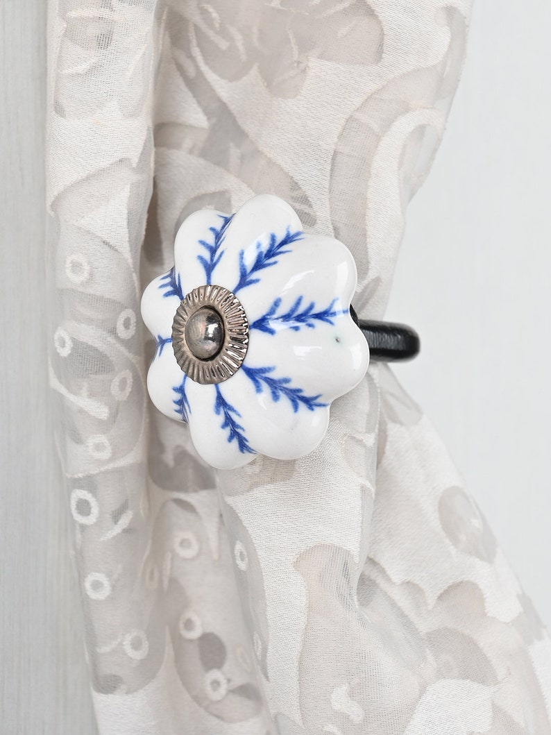 Handmade Decorative Blue Color Ceramic Curtain Tie Back Hook Antique ...