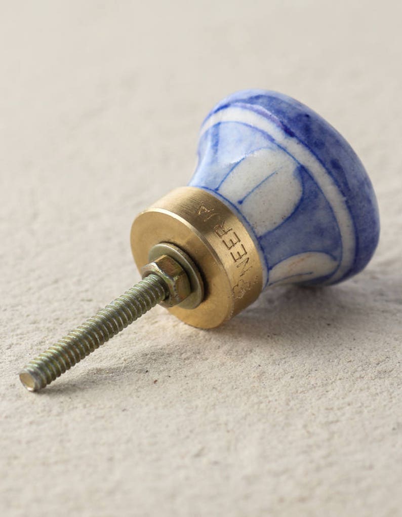 Yellow and Blue flower with lime blue Ceramic Cabinet knob | Etsy