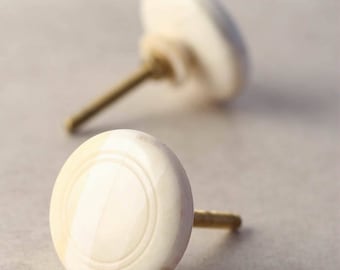 Handmade Solid Round Shape Big Light Purple Color Flat Ceramic Cabinet Knobs Furniture Door ...