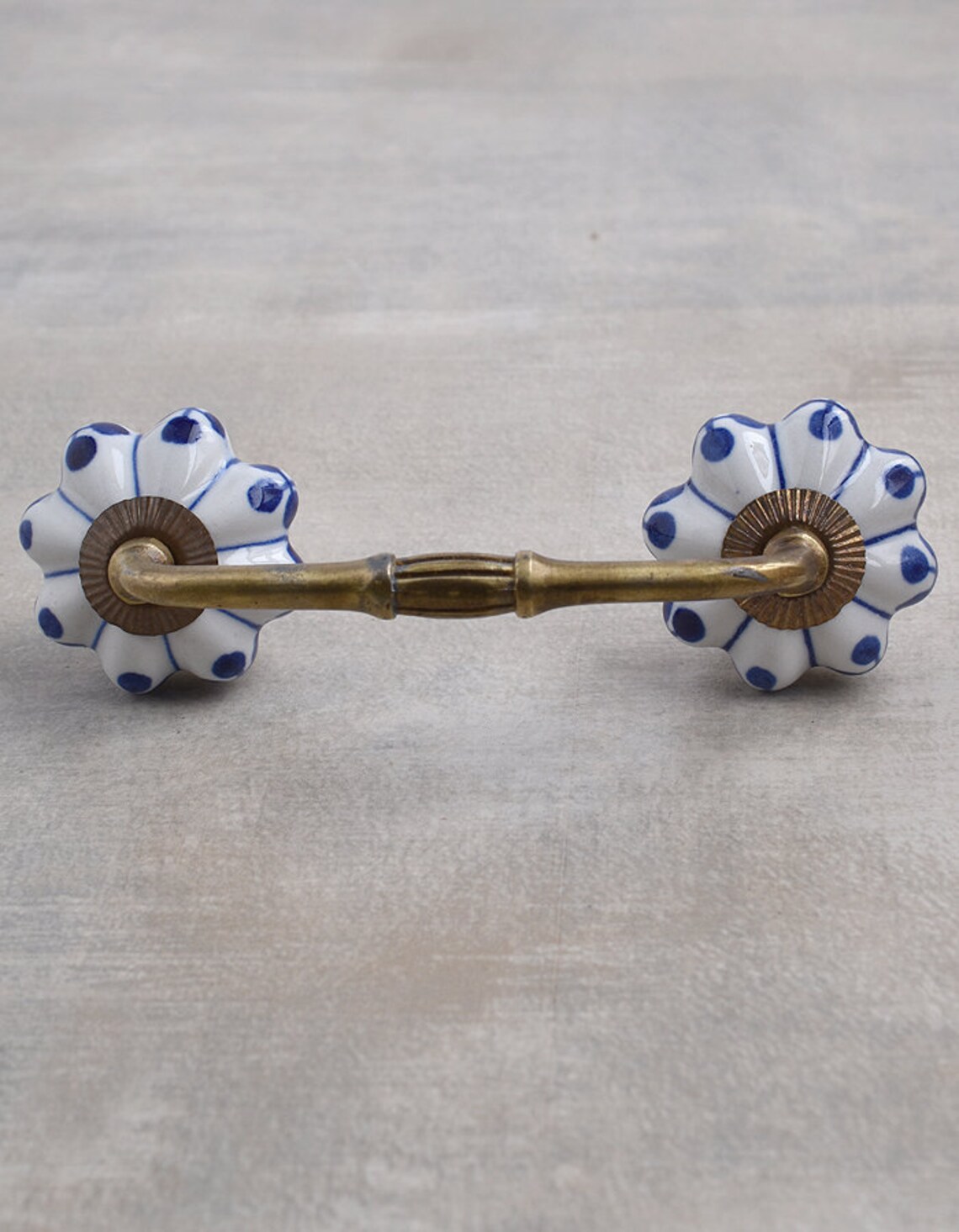 Blue Design on White Ceramic Wardrobe Drawer Dresser Handle | Etsy
