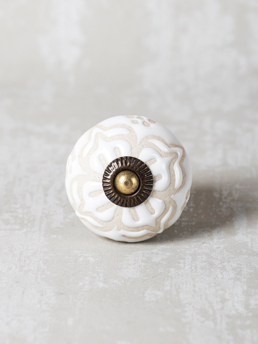 Handmade Embossed Ceramic Cabinet Knob: White Round Kitchen Hardware - Etsy