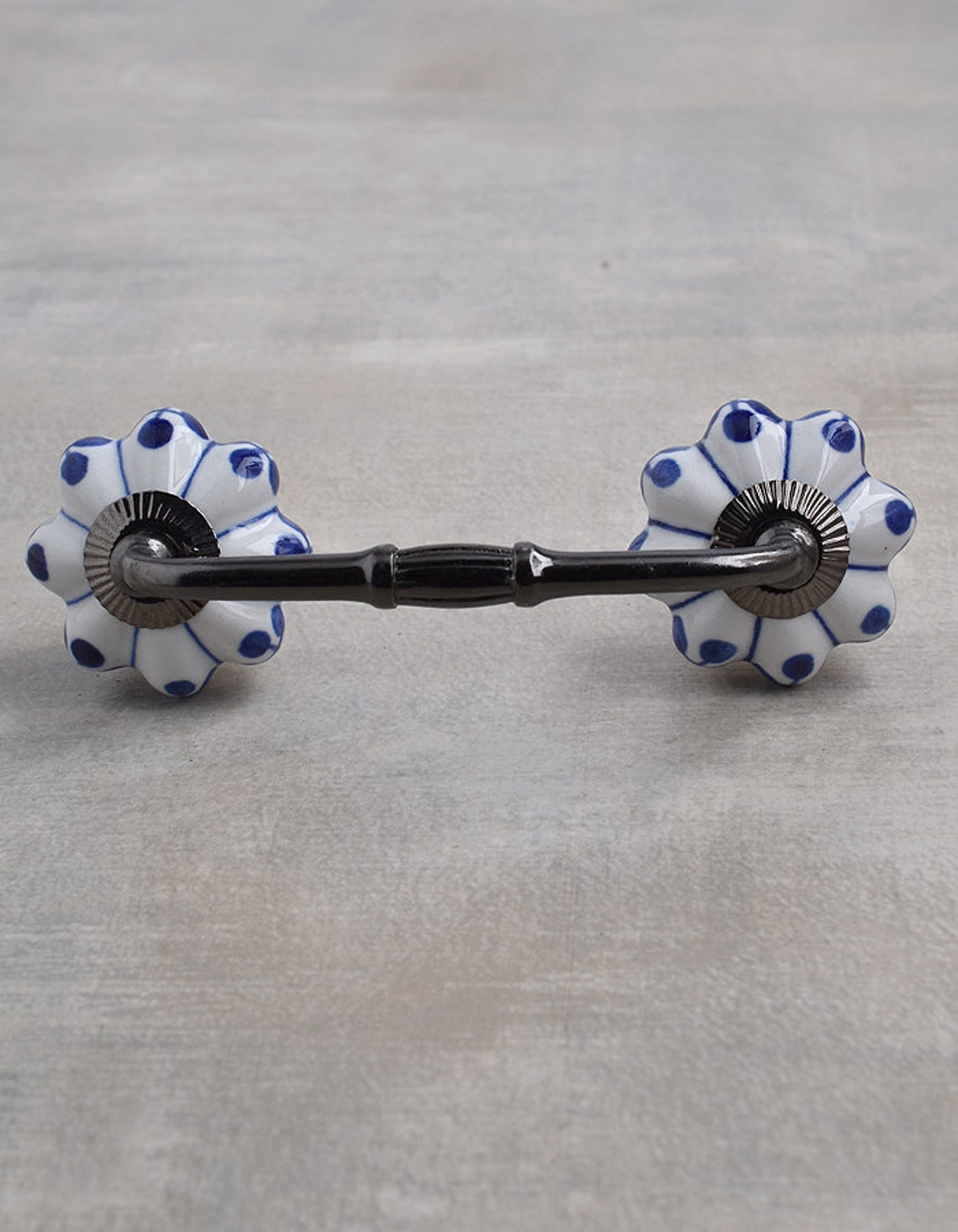 Blue Design on White Ceramic Wardrobe Drawer Dresser Handle | Etsy