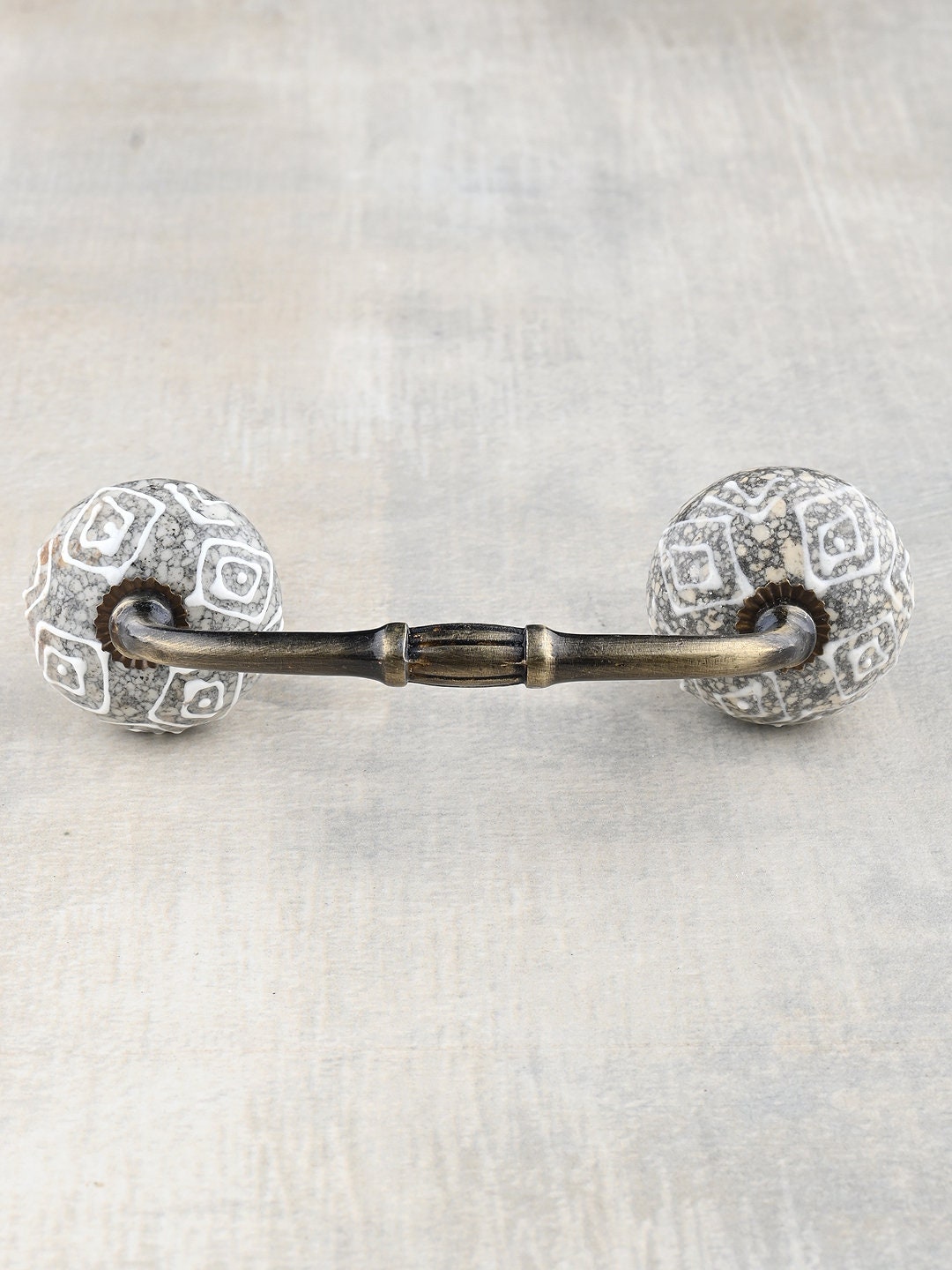 Cracked Grey Ceramic Embossed Door Pull - Etsy