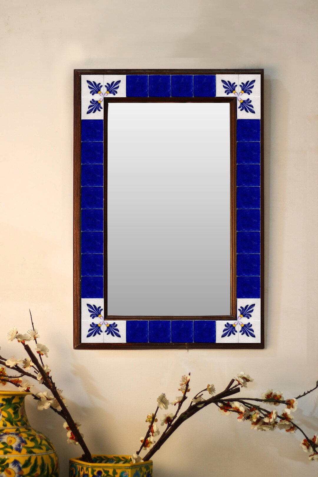 Decorative Wall Mirror With Ceramic Tile - Unique Home Décor, Stylish ...