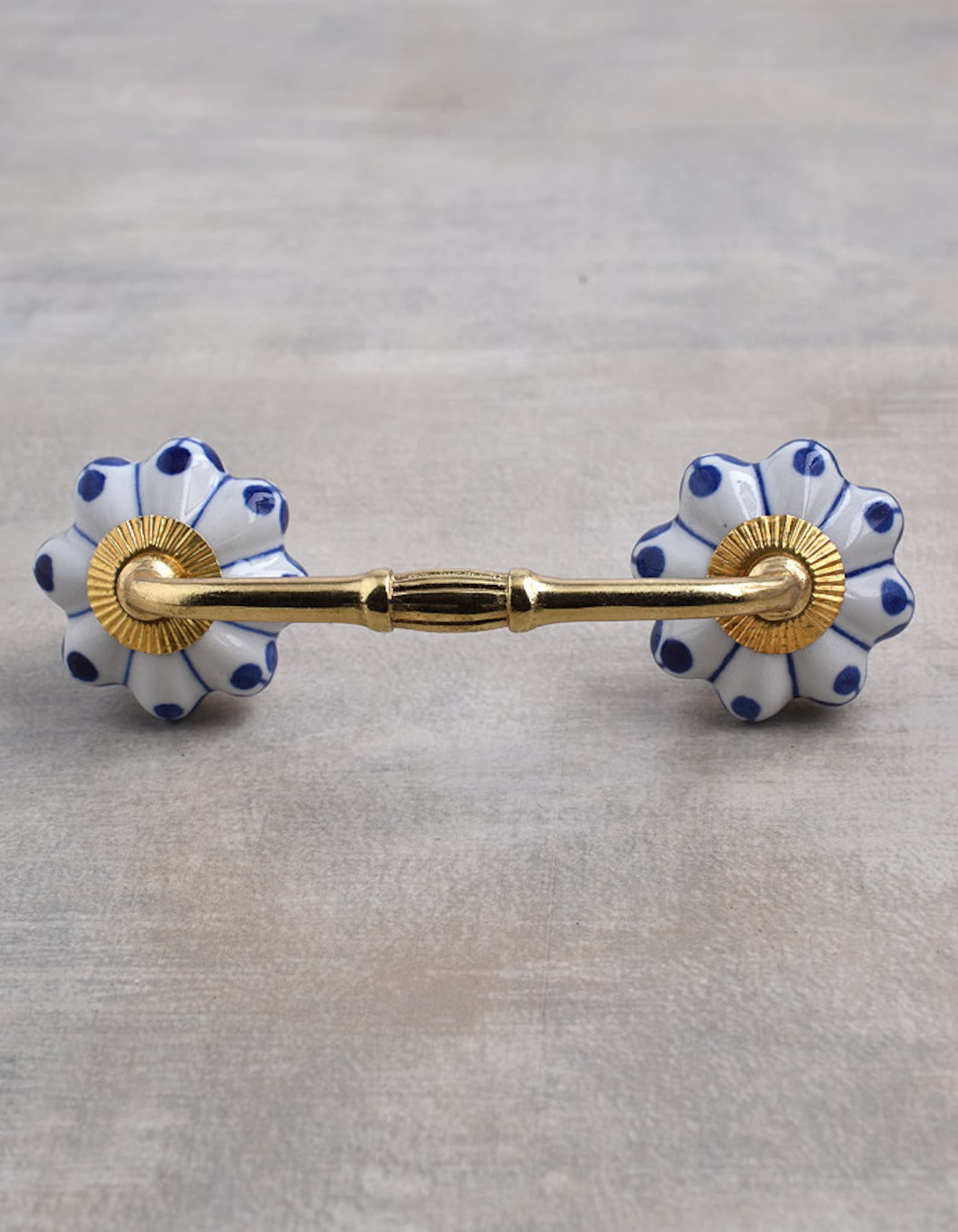 Blue Design on White Ceramic Wardrobe Drawer Dresser Handle | Etsy