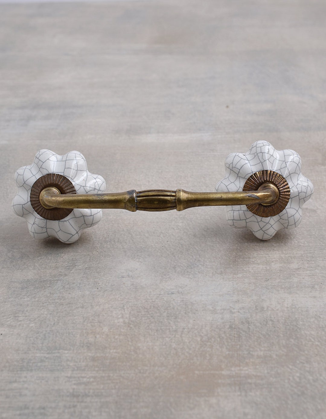 White Cracked Design Drawer Handles - Elegant Ceramic Dresser Pulls ...