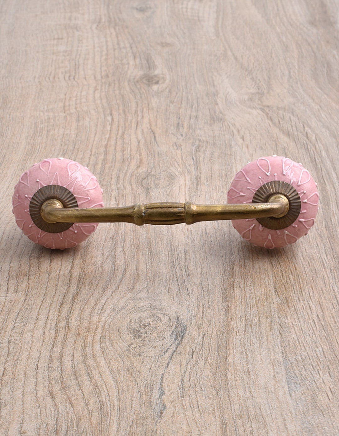 Embossed Design on Pink Base Ceramic Cabinet Pulls (sold in Sets) - Etsy