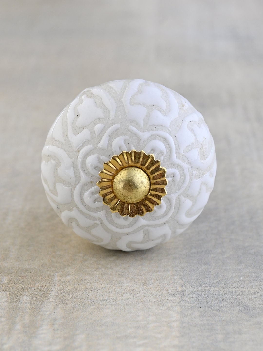 Antique White Ceramic Embossed Drawer Cabinet Knob Sold in | Etsy