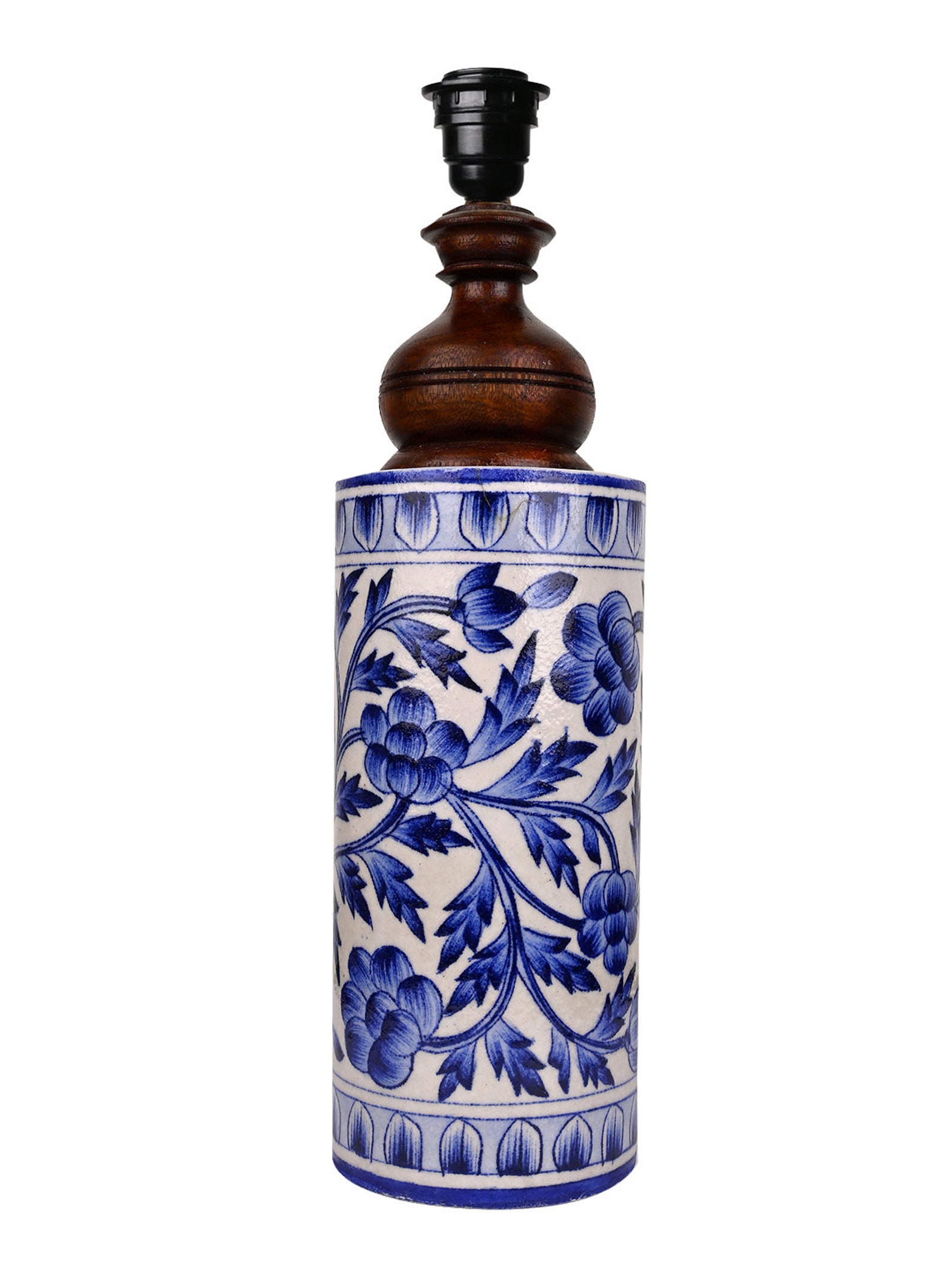 Handmade Blue Pottery Cylinder Shape Table Lamp 8 Inches - Etsy