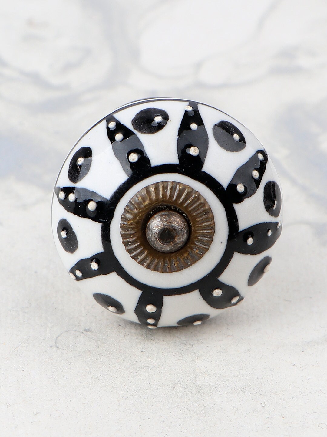 Handmade White and Black Embossed Design Ceramic Drawer Knob (sold in ...