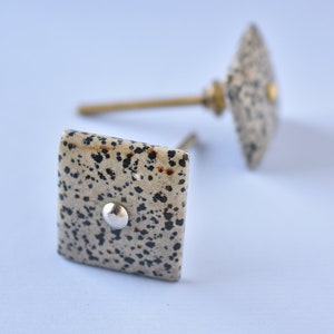 Square Dalmatian Jasper Natural Gemstone Cabinet Furniture Knobs, Kitchen Cabinet Knobs, Luxury ...