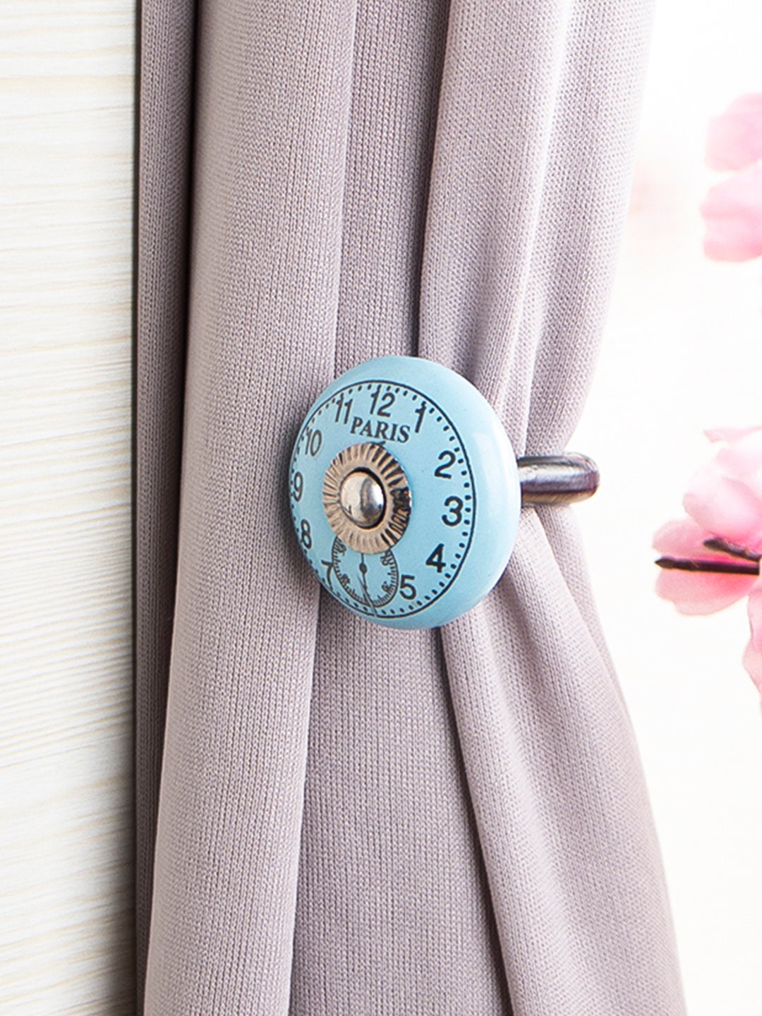 Clock Pattern Ceramic Curtain Tie Back Hook: Hand-painted Light Blue - Etsy