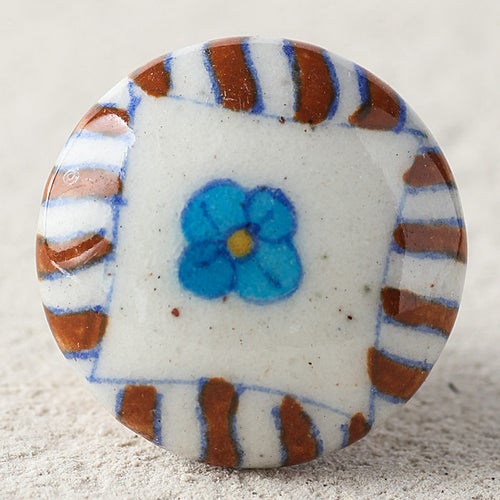 Hand-painted Green and White Floral Ceramic Cabinet Knob - Etsy