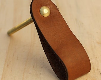 Leather Cabinet Door Handles and Drawer Knobs Brown sold in | Etsy