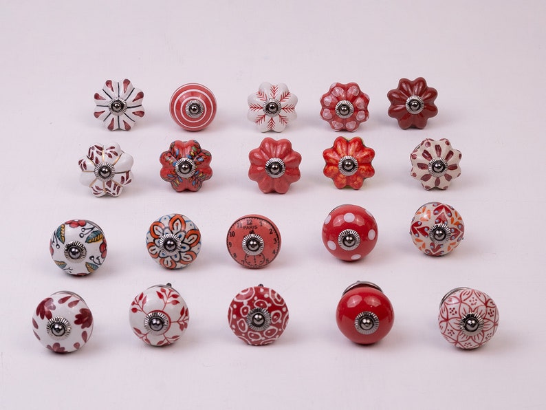 Handmade Ceramic Knobs: Blue & White Floral Assorted Set - Etsy
