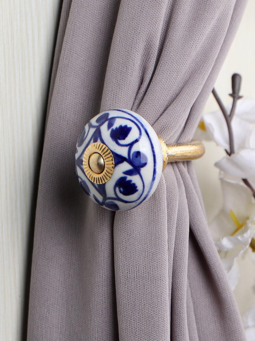 Blue & White Ceramic Curtain Tie Backs: Antique Style Hooks (sold in ...