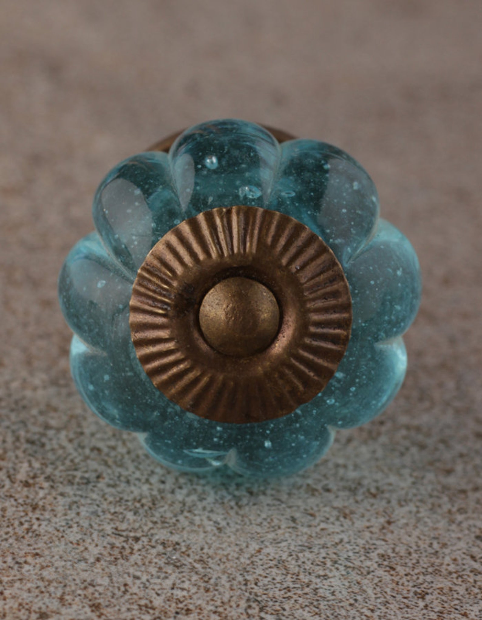 Decorative Light Turquoise Glass Flower Kitchen Cabinet Knob - Etsy