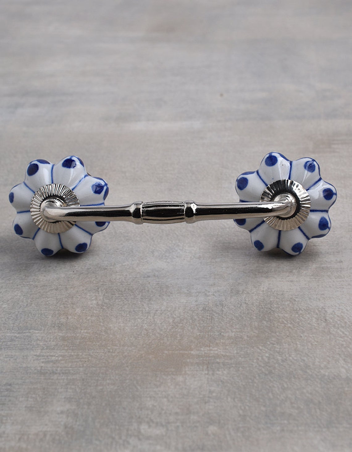 Blue Design on White Ceramic Wardrobe Drawer Dresser Handle | Etsy