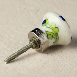 Handmade Antique White Ceramic Blue Pottery Knob With Hand Painted Bird Design (sold in Sets ...