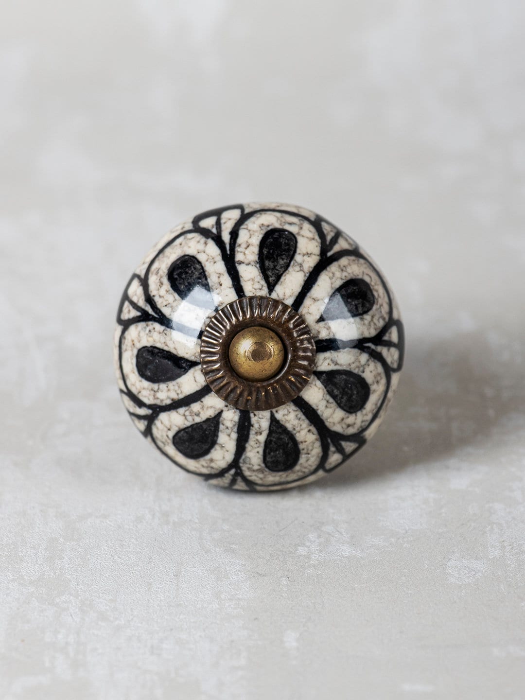 Handmade Round Black and Gray Floral Pattern Ceramic Kitchen Cabinet Knob (sold in Sets) - Etsy