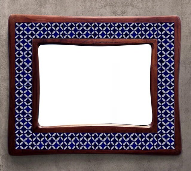 Handmade Blue and White Design Blue Pottery Tile Mirror 20x24 - Etsy