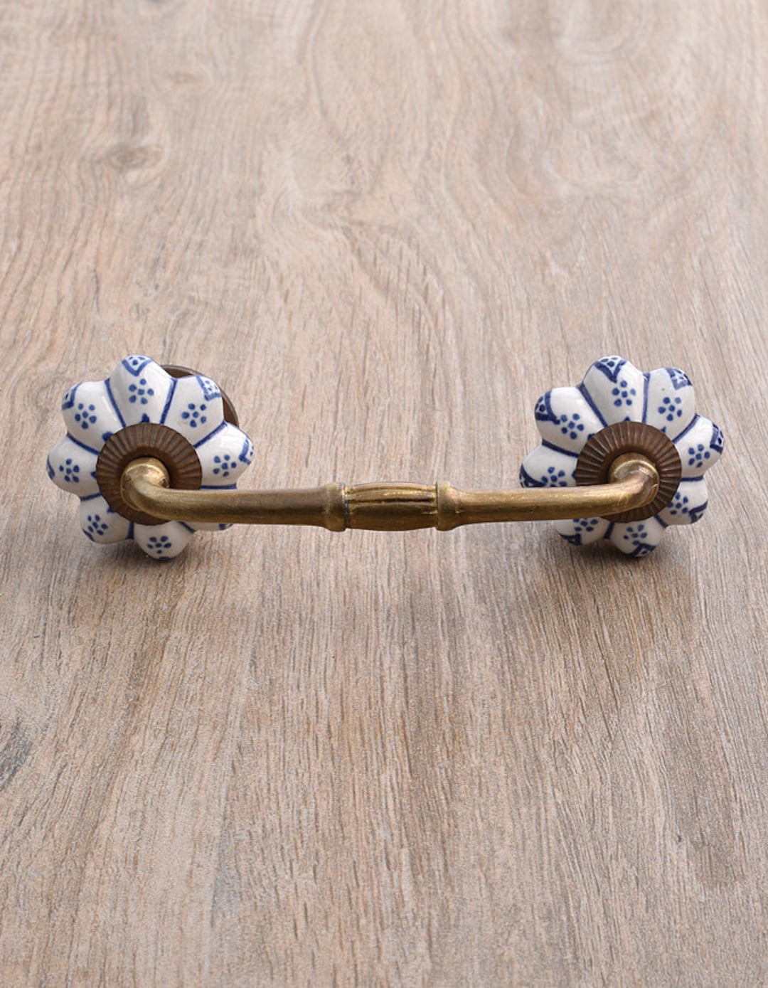 Blue Design on White Base Ceramic Cabinet Pulls - Elegant Decorative ...