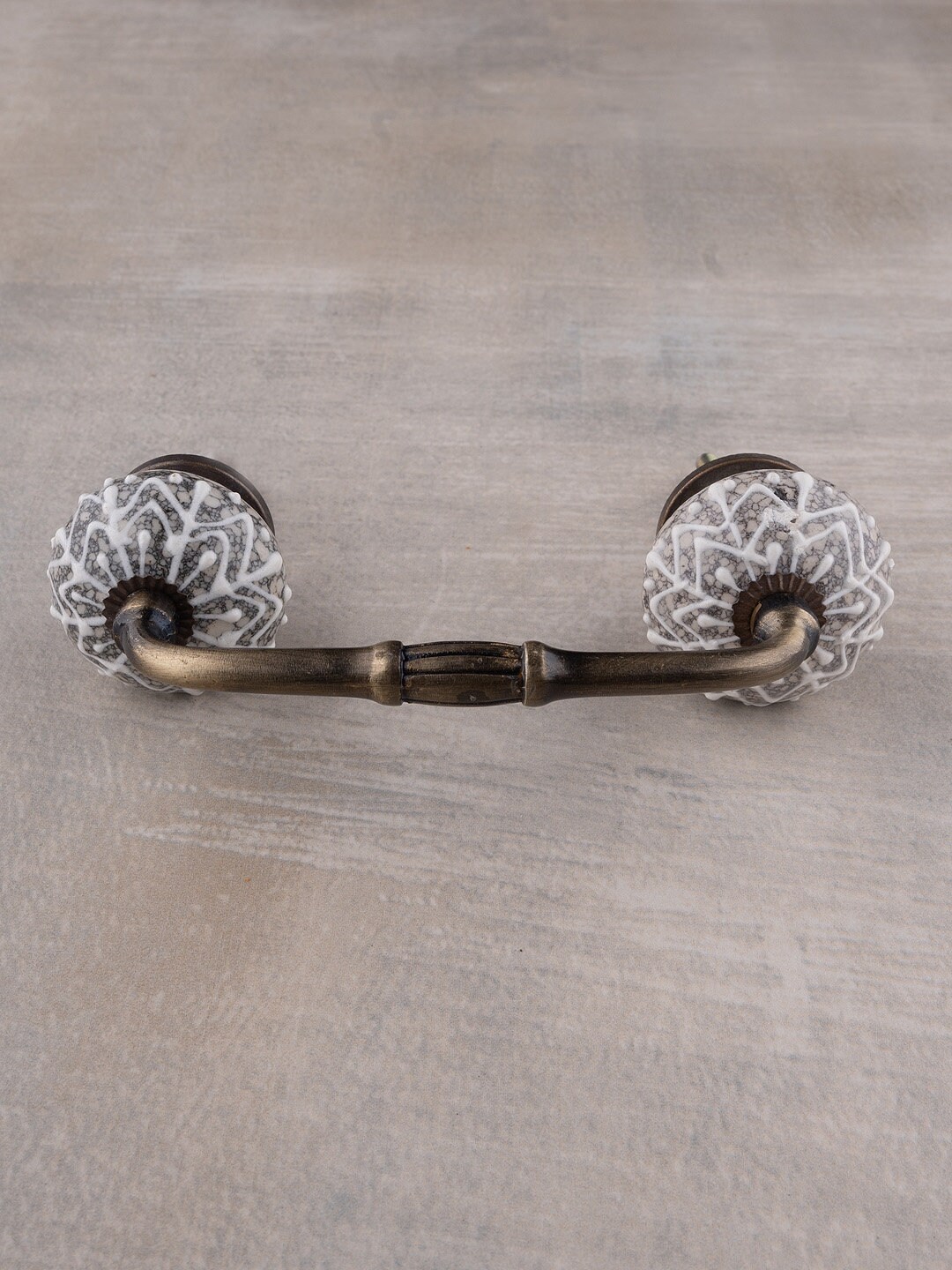 Embossed Handmade White Design on Light Gray Base Kitchen Cabinet ...