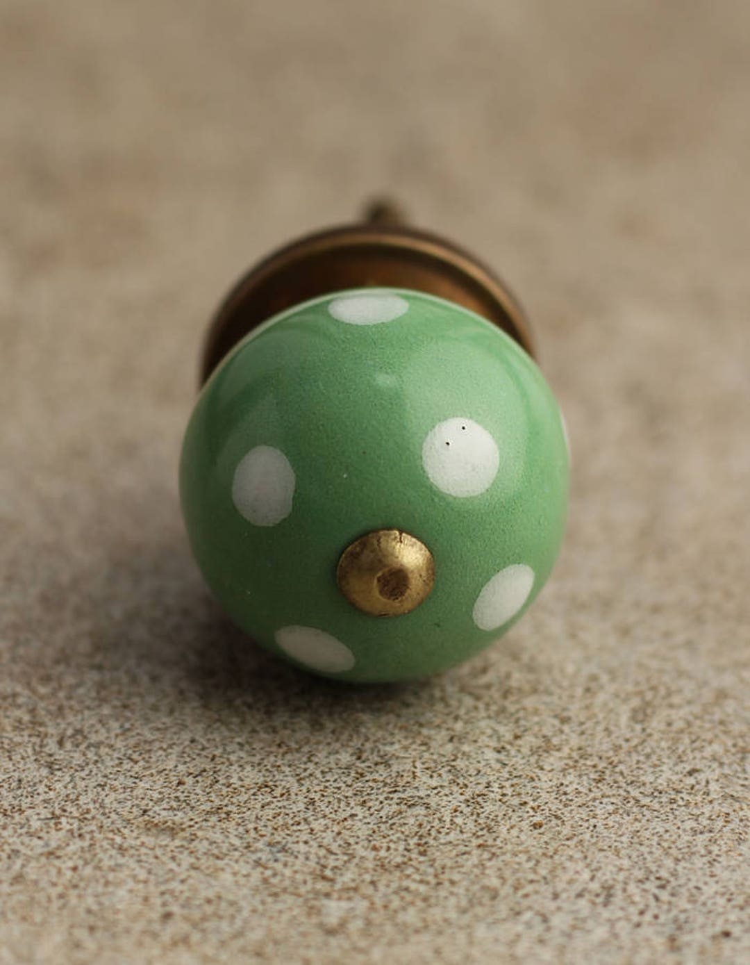 Light Green Cabinet Knob With White Polka Dots (sold in Sets) - Etsy