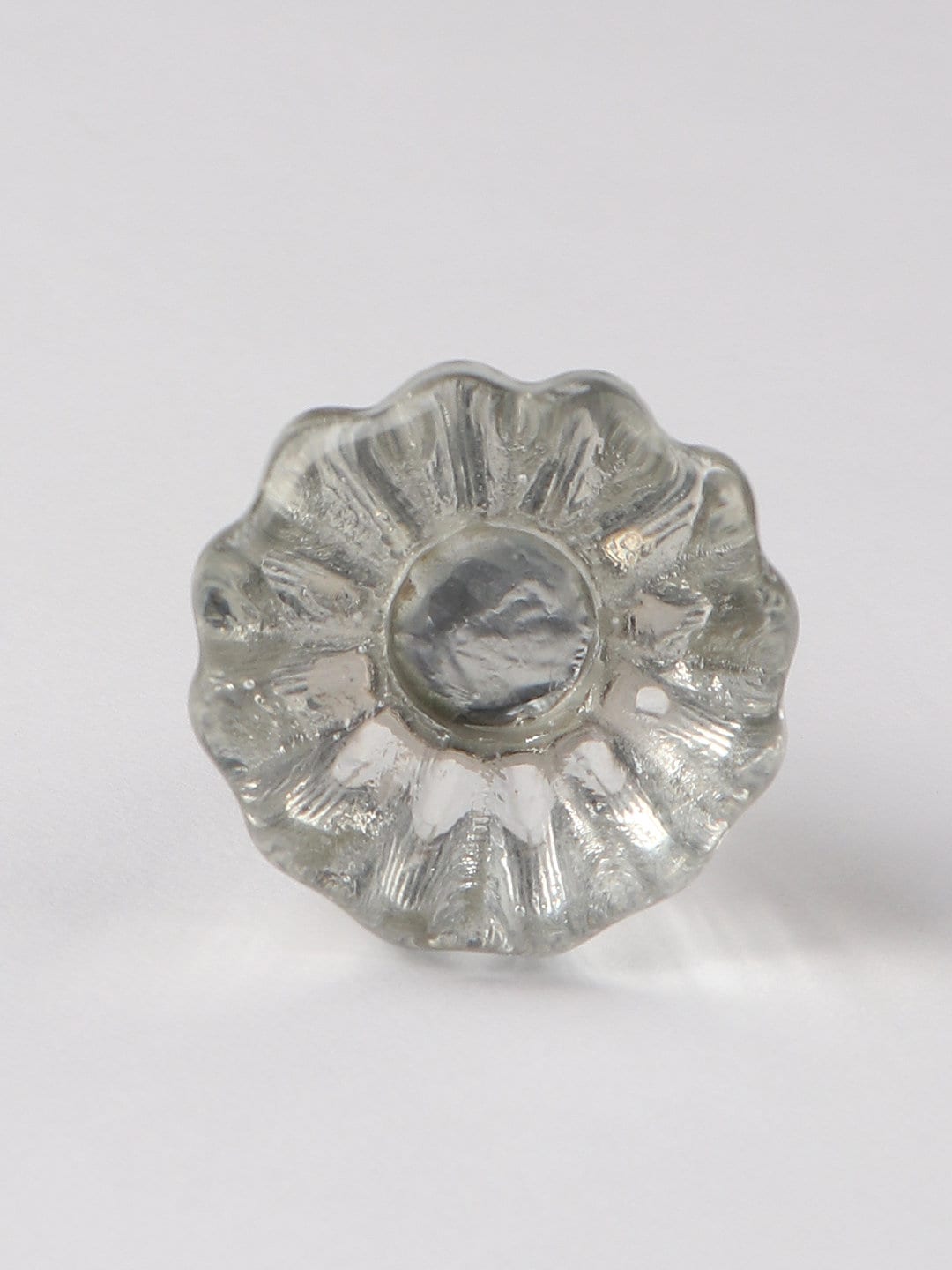Clear Glass Flowered Knob With Clear Diamond Cut Center sold in Sets - Etsy