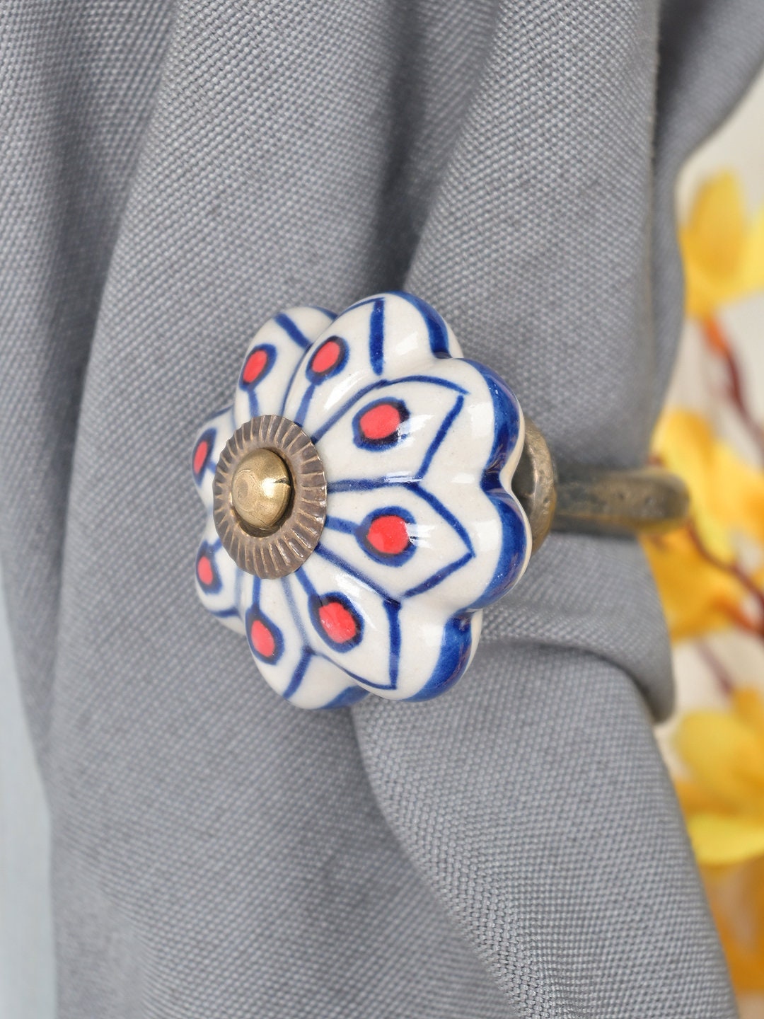 Red and Blue Color Flower Shape Handmade Decorative Curtain Tie Back ...