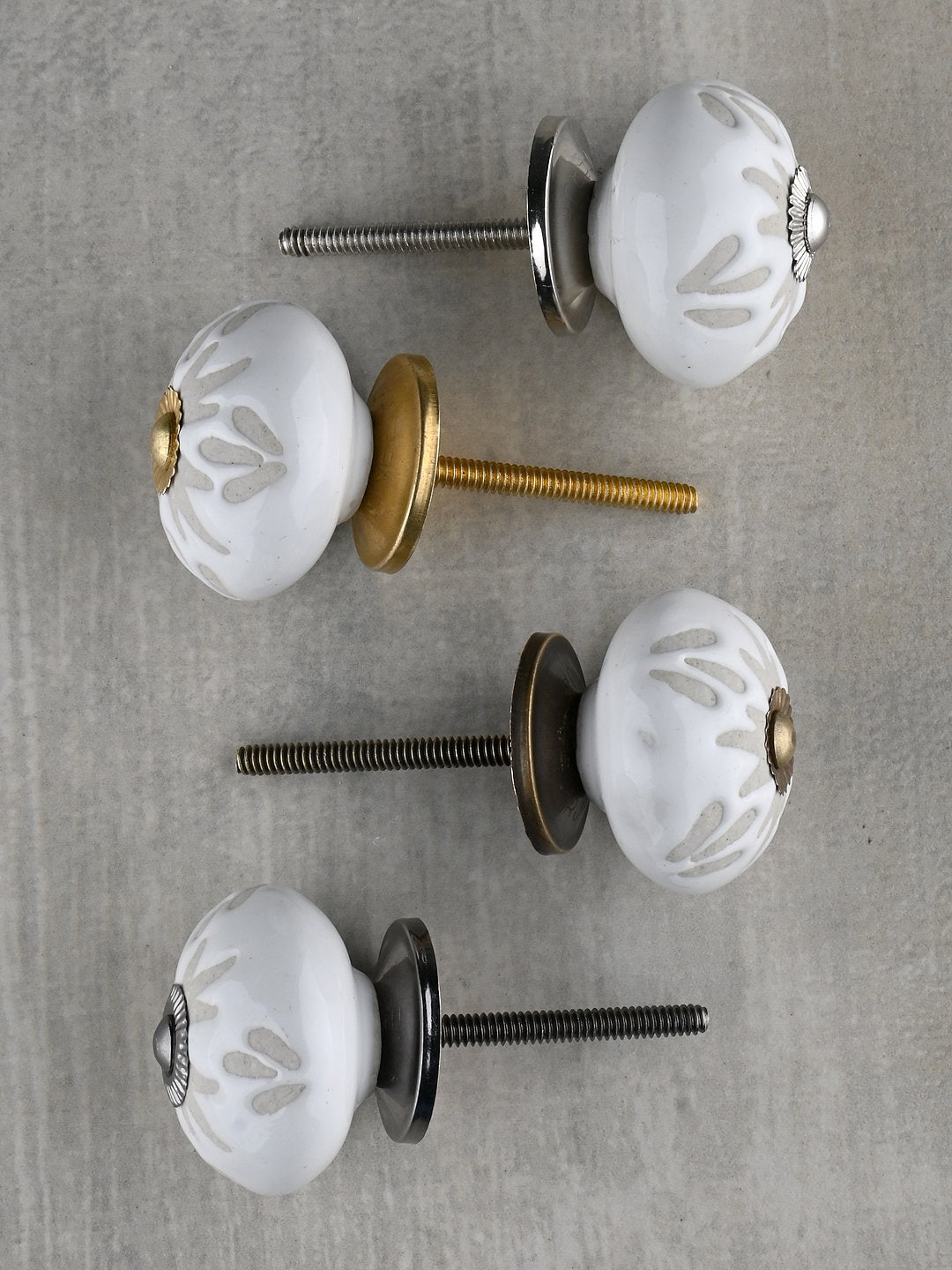 Handmade Round White Ceramic Embossed Floral Design Door Knob | Etsy