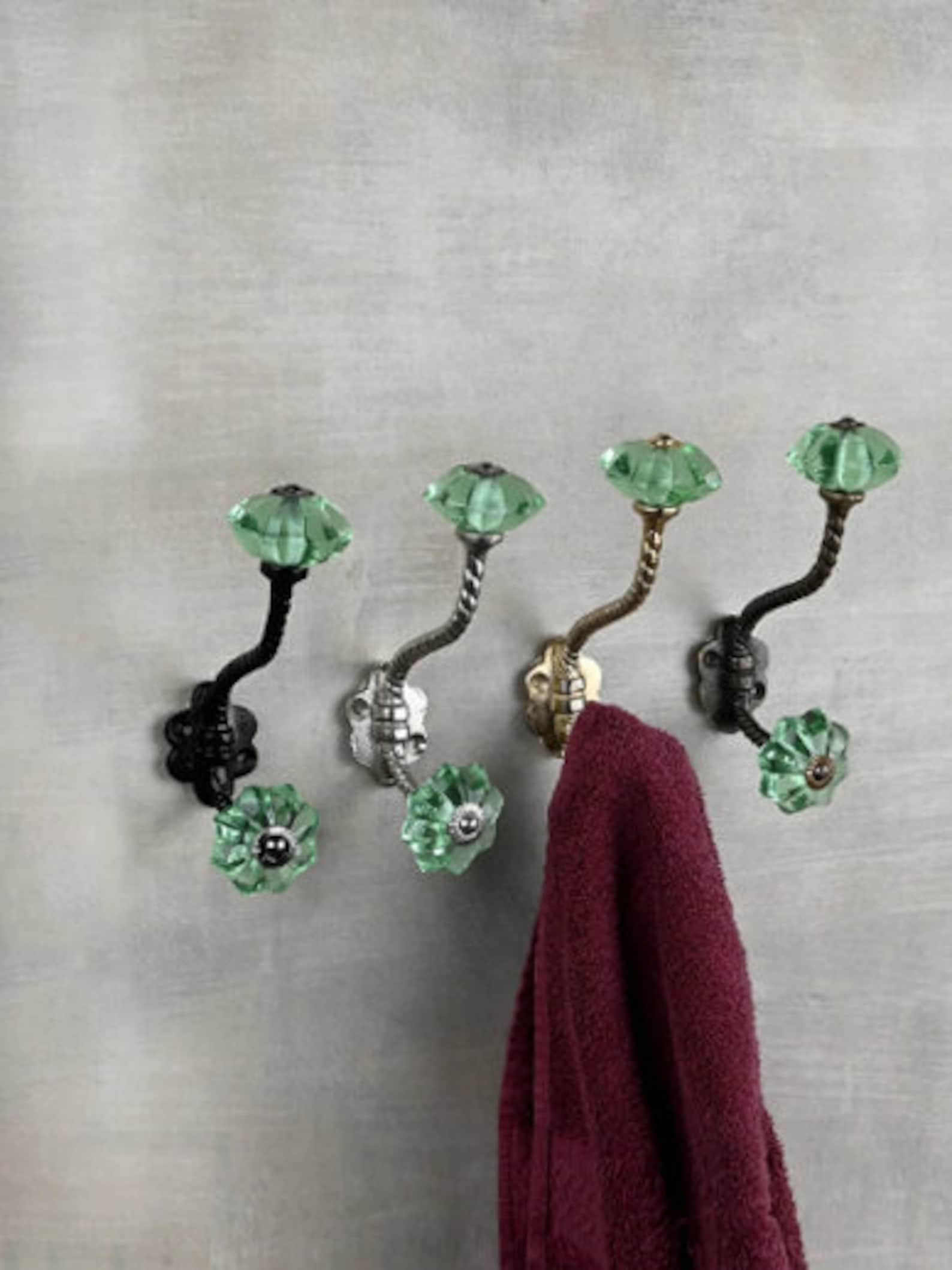 Green Clear Glass Handmade Wall Hanger Vintage Wall Hooks | Etsy