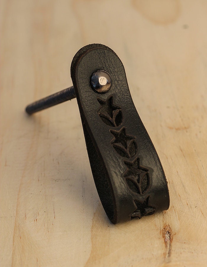 Handmade Black Color Leather Drawer Knob (sold in Sets) - Etsy