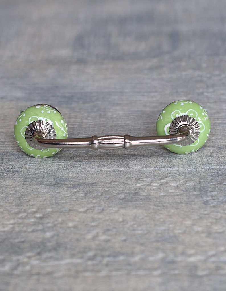 White Embossed Design on Green Base Kitchen Handle Drawer Pull - Etsy