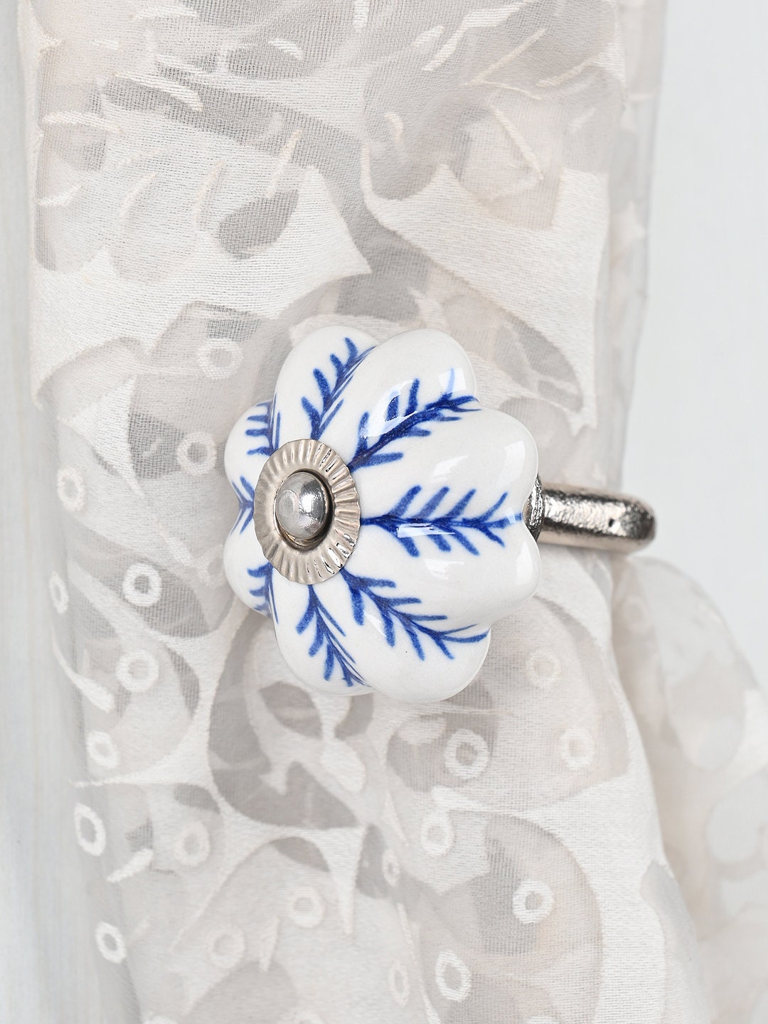 Handmade Decorative Blue Color Ceramic Curtain Tie Back Hook Antique ...