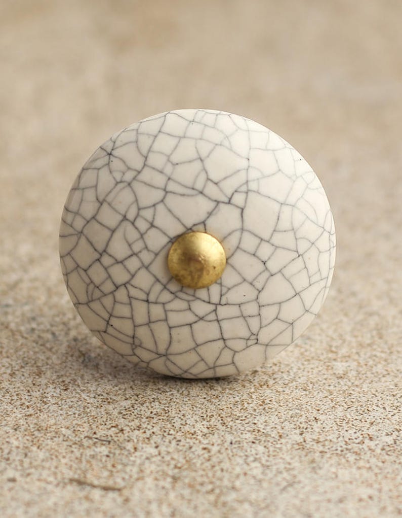Crackle Design White Ceramic Cabinet Knobs sold in Sets - Etsy