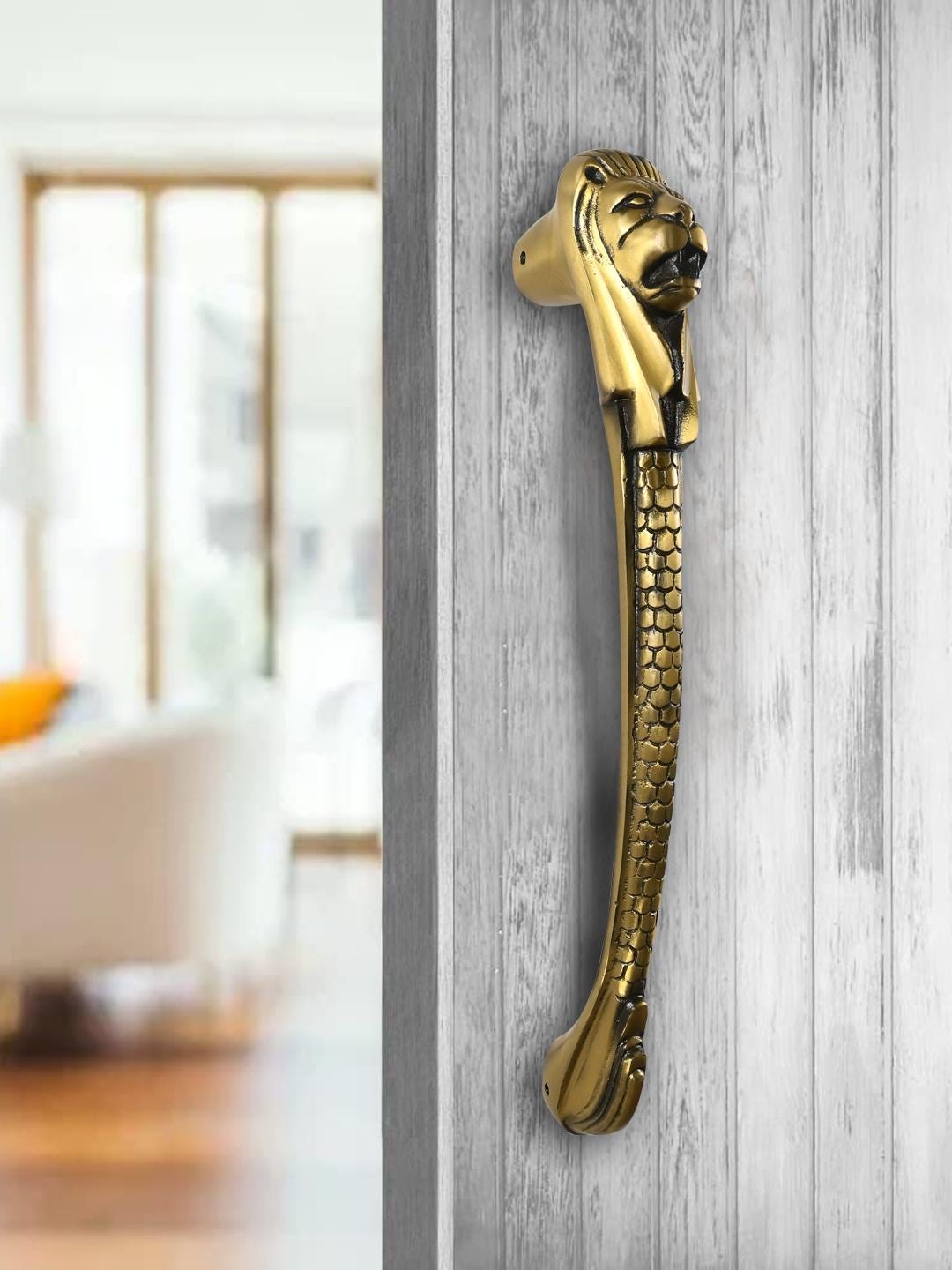Antique Brass Lion Head Door Handle - Vintage Style Cabinet Hardware ...