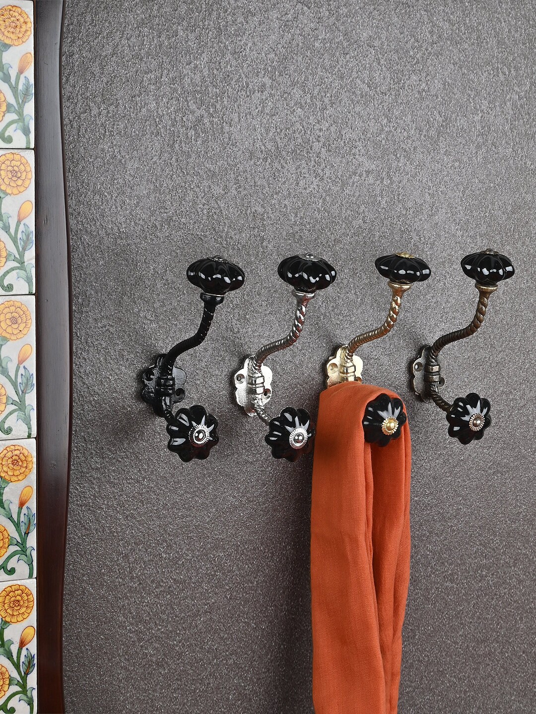 Black Color Decorative Handmade Ceramic Wall Hook | Vintage Wall Hooks ...